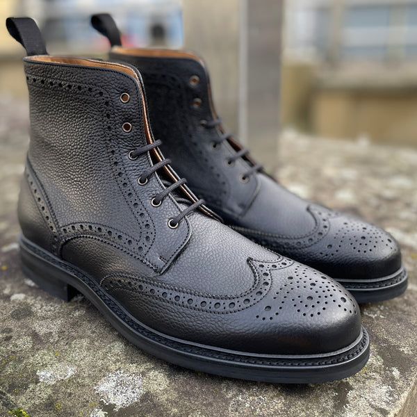 Berwick ‘Taylor’ MTO Brogue Boot in Black Grain – The Shoe Healer